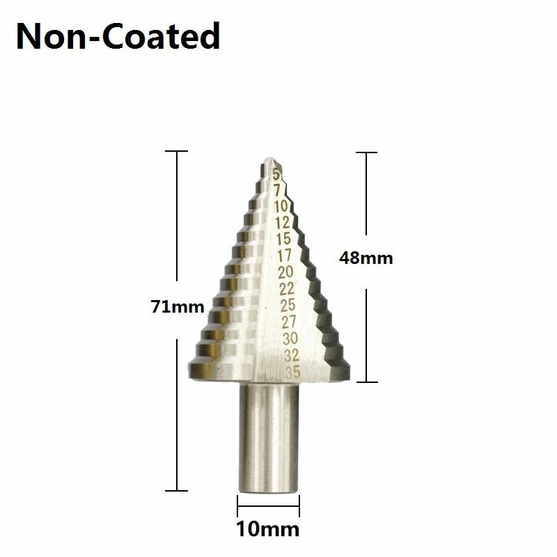 Сверло по металлу 1/2 шт. 5-35 мм, луженое ступенчатое конусное сверло с прямой канавкой, высокоскоростная стальная фреза для отверстий, круглый хвостовик