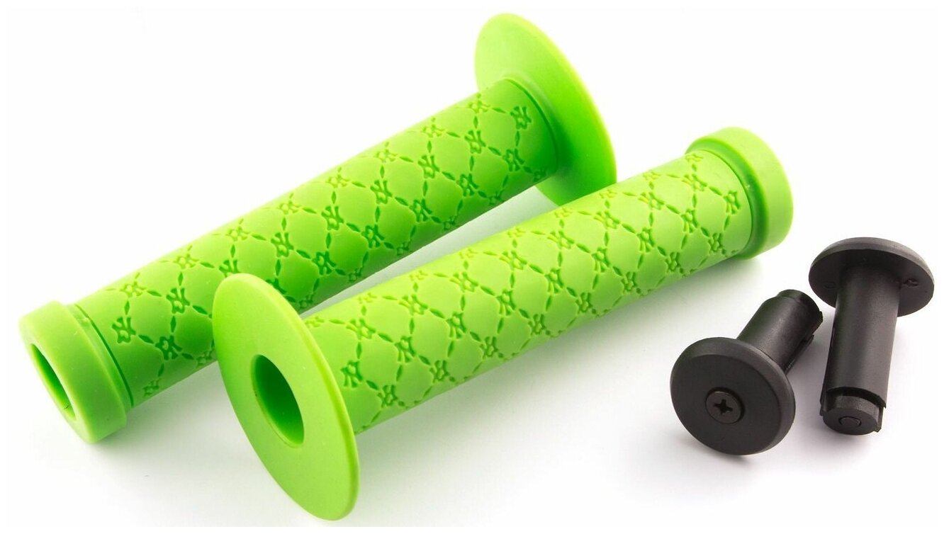 Ручки для велосипеда (грипсы) CLARK S С100 на руль резиновые 145мм BMX торцевая защита от проскальзывания +1 фиксатор, зеленые
