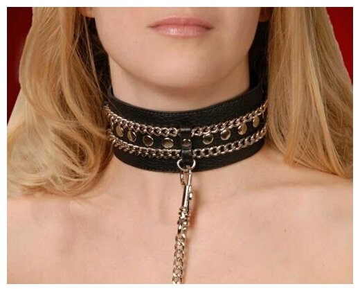 Ошейник с цепочками и поводком, Sitabella, черный