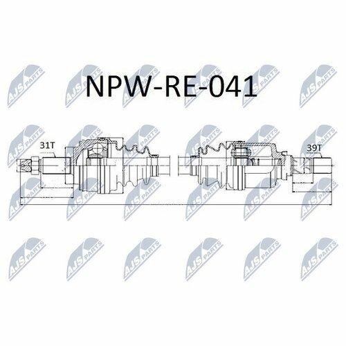 Полуось Renault Master FWD 2.3DCI 11-, Opel Movano 2.3CDTI 11- левая Nty NPWRE041 для Opel MOVANO; Renault MASTER III