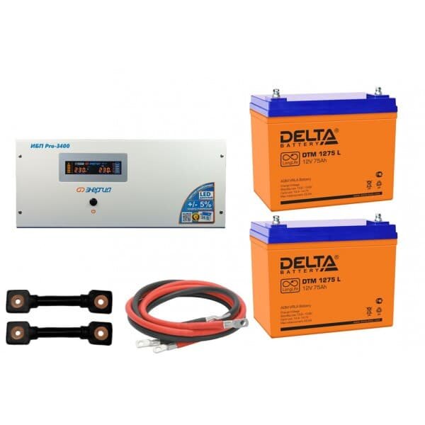 ИБП для дома | Инвертор (ИБП) Энергия PRO-3400 + Аккумуляторная батарея Delta DTM 1275 L