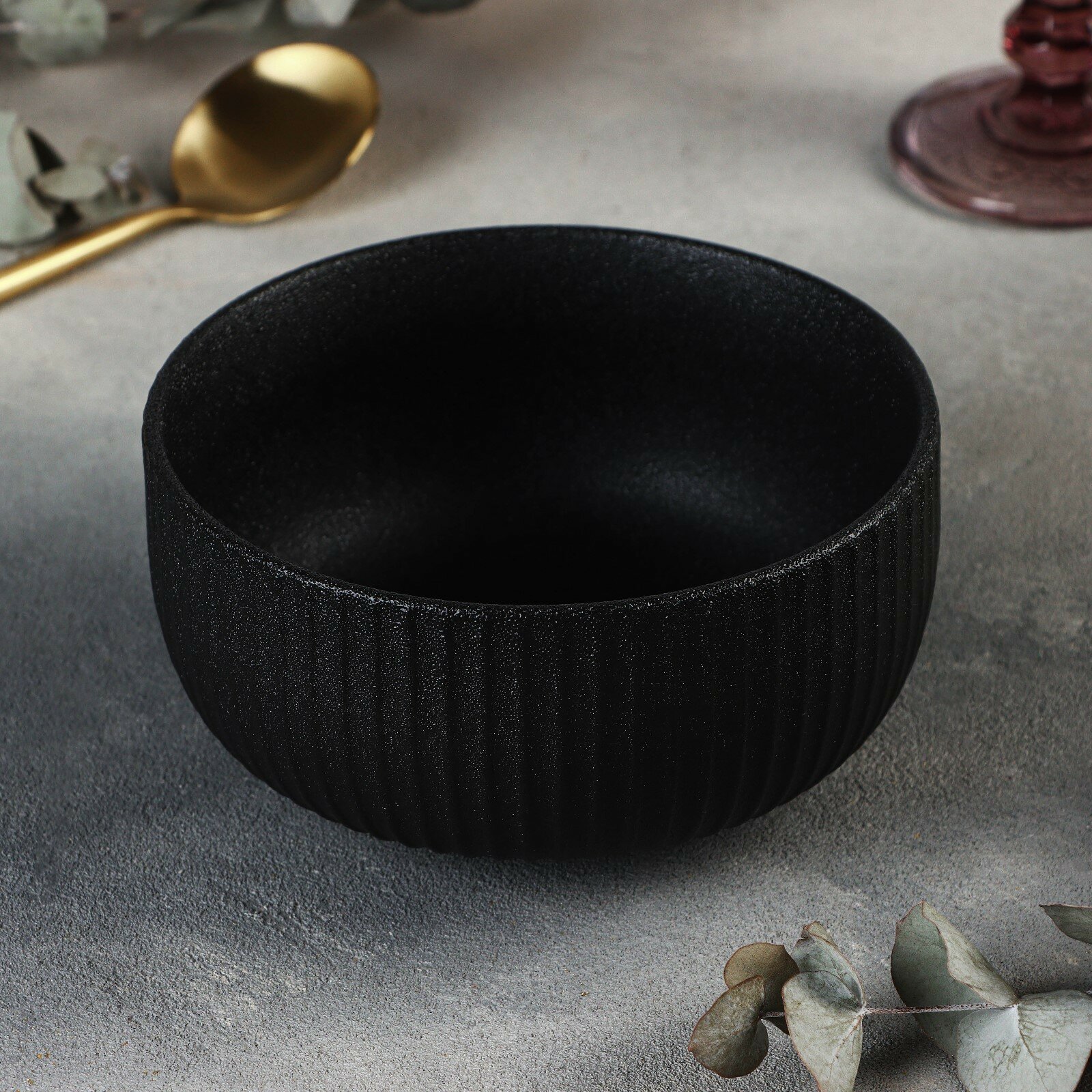 Миска фарфоровая Magistro Line, 850 мл, d=15 см, цвет чёрный, 9626511