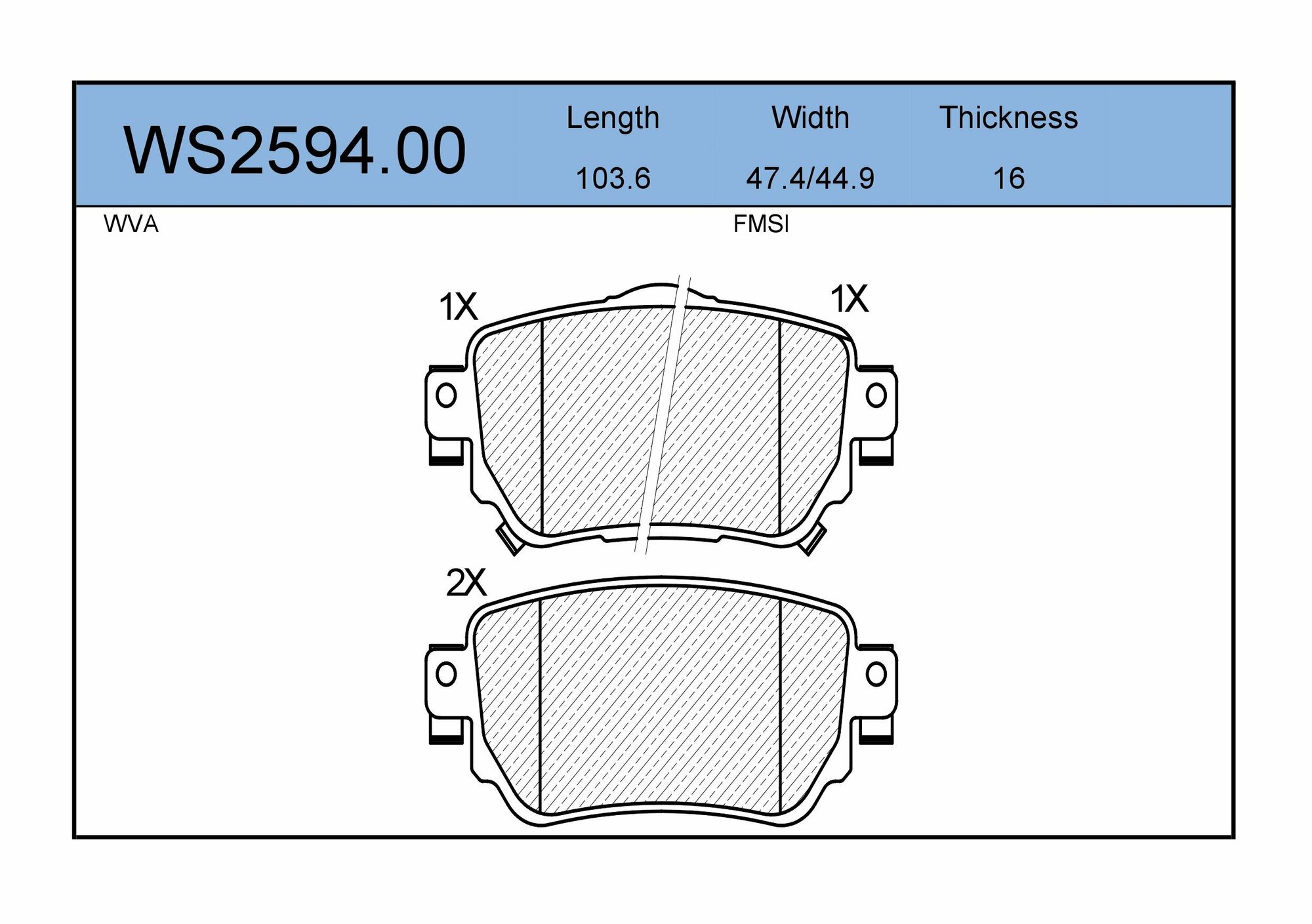 Колодки тормозные дисковые зад JEENICE WS2594.00