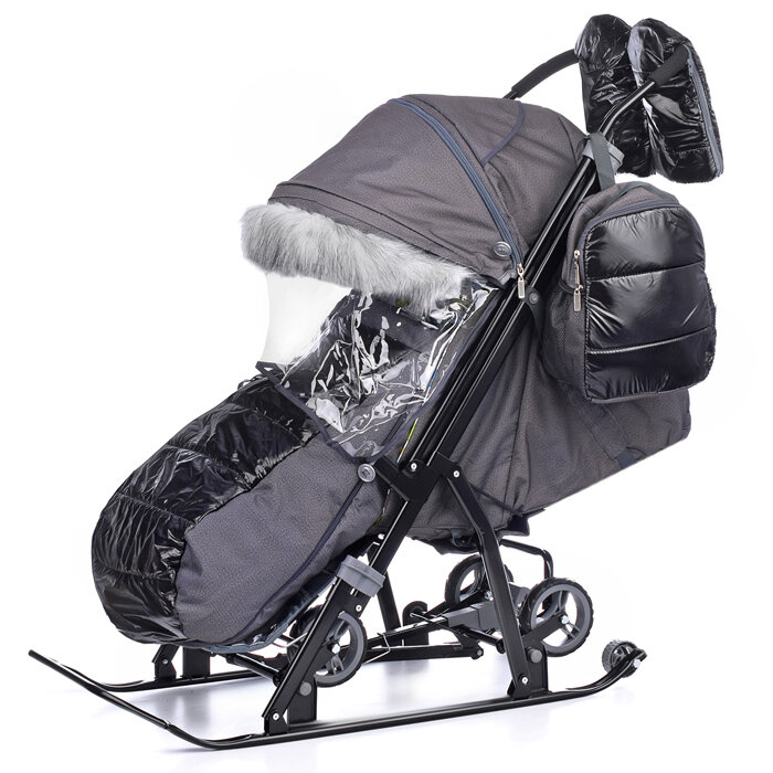 Санки-коляска "NOVA" (серебро)