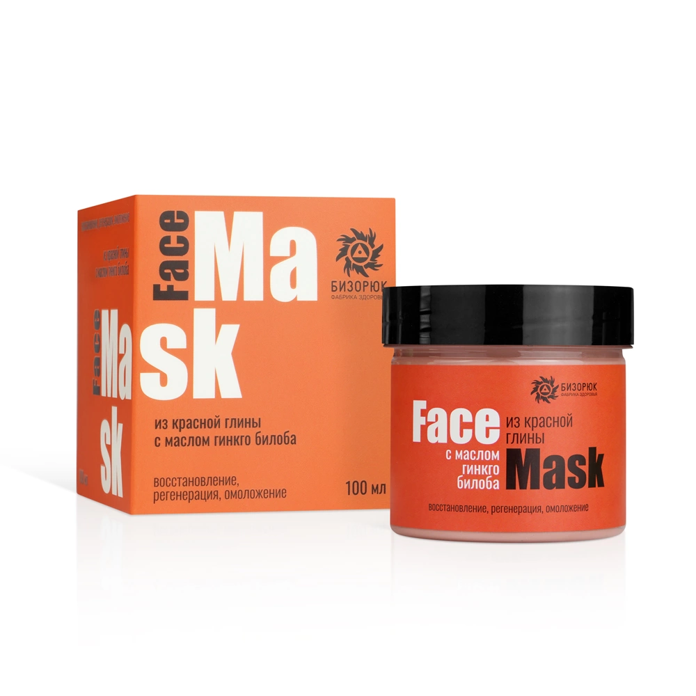Маска для лица из красной глины 100 мл "Бизорюк"