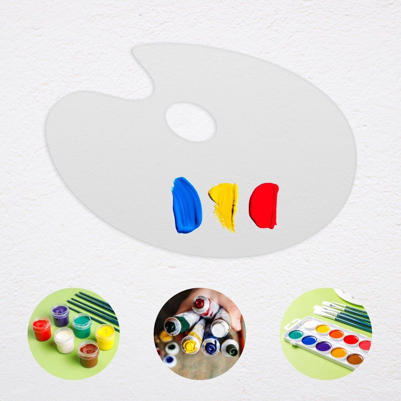 Палитра 20 х 30 см для смешивания красок овальная из молочного акрила 3 мм / 2шт