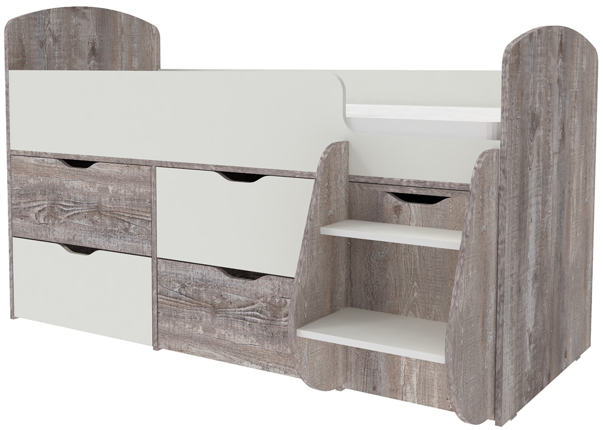 Кровать чердак Малыш 7 Бетон Белый