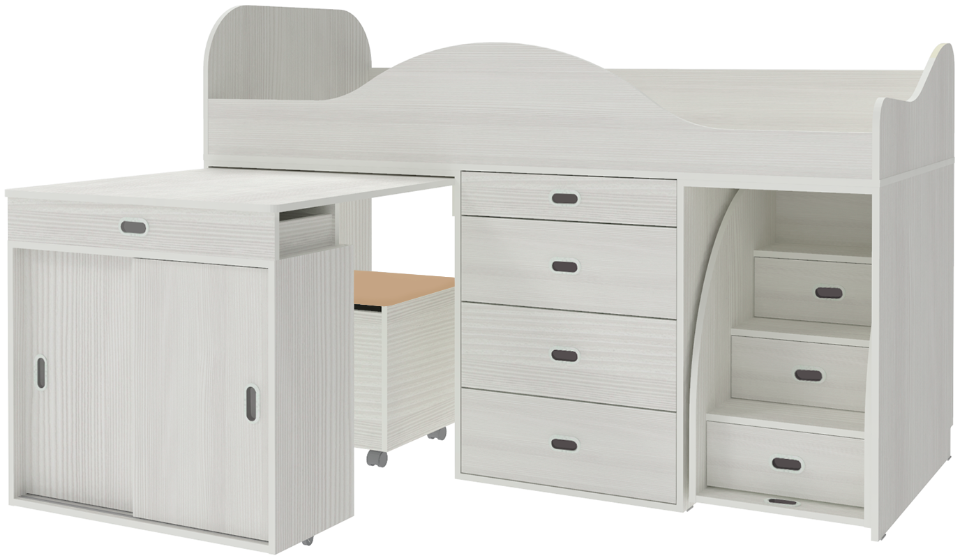 Кровать чердак Малыш Люкс Белое Дерево Белое Дерево