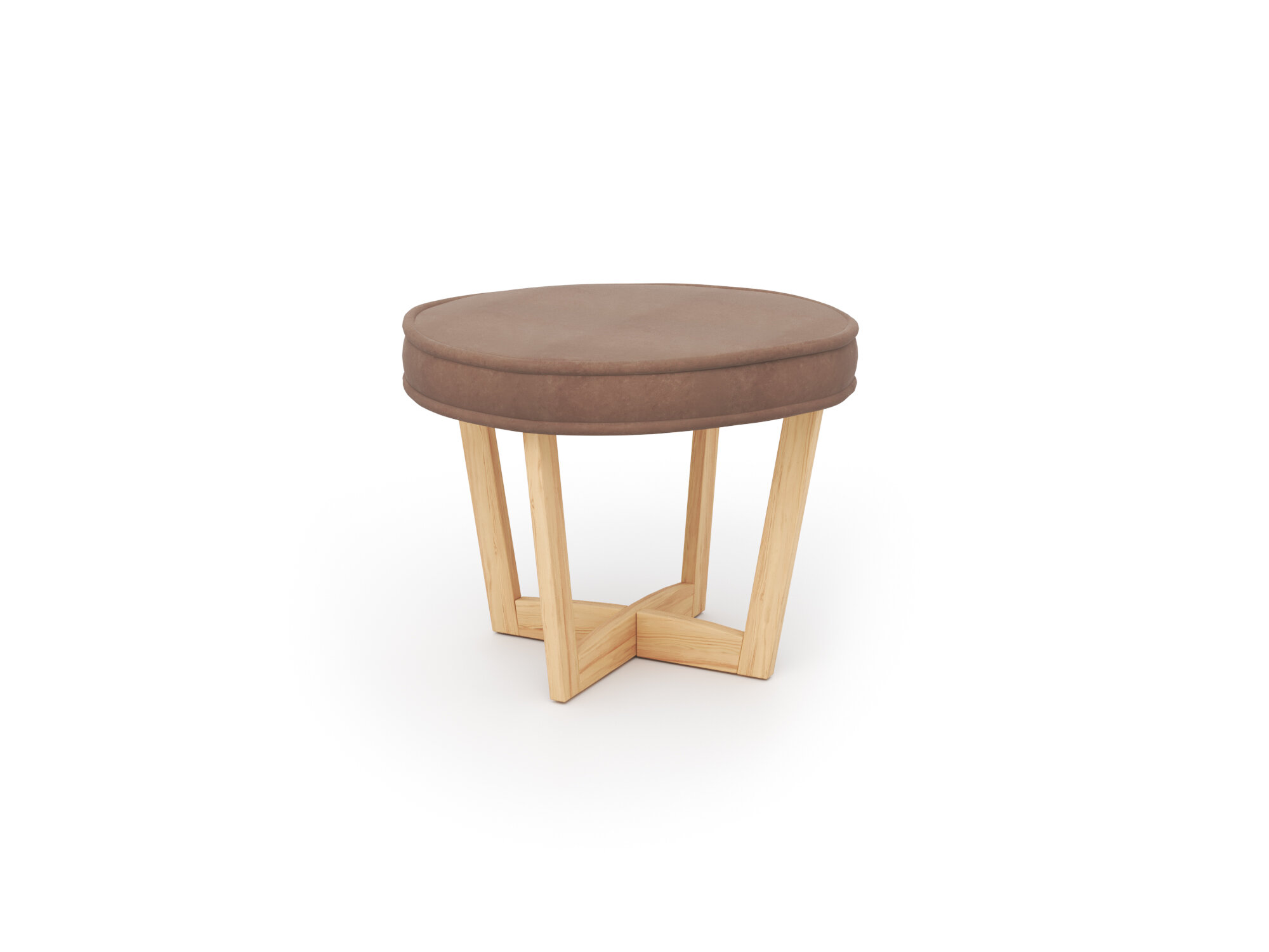 Круглый мягкий пуф Soft Element Вильсон на ножках, в прихожую, пуфик для ног, велюр, коричневый, стиль современный лофт