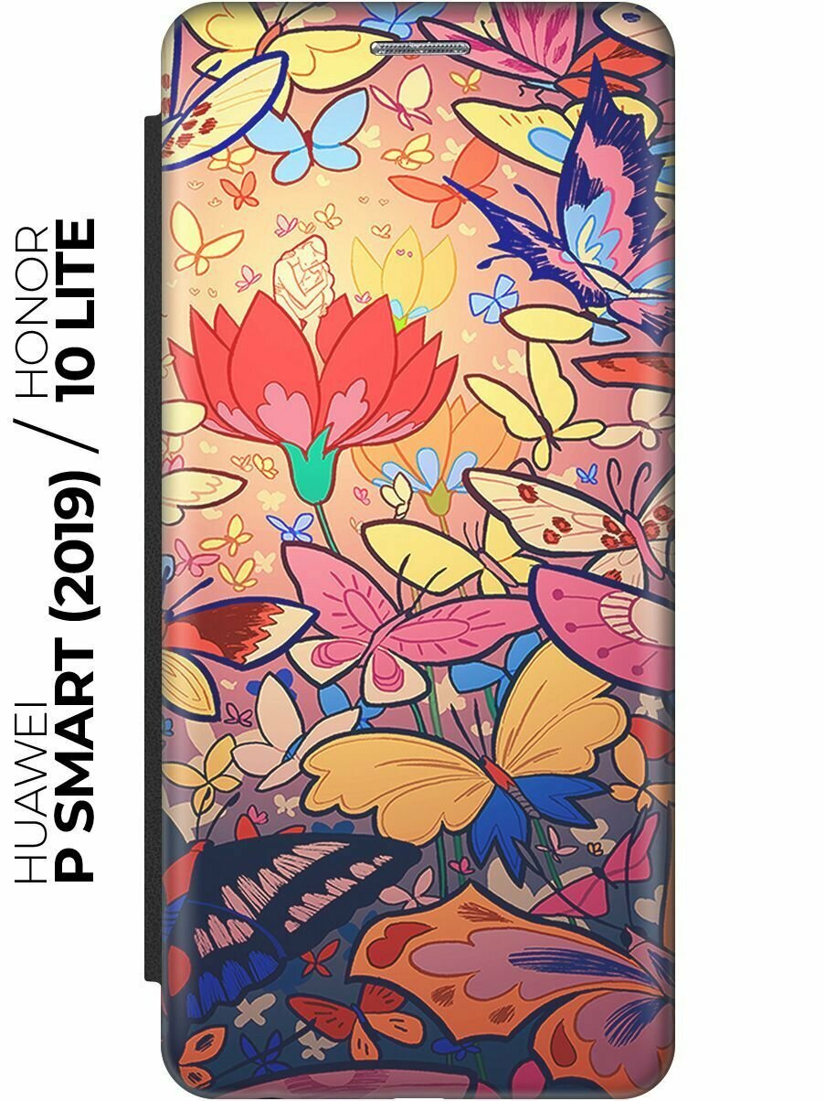 Чехол-книжка Красочный мир на Honor 10 Lite / Huawei P Smart (2019) / Хуавей П Смарт (2019) / Хонор 10 Лайт черный