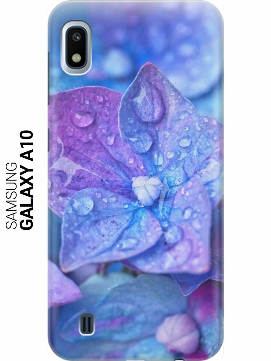 Ультратонкий силиконовый чехол-накладка для Samsung Galaxy A10 с принтом "Голубой цветочек"