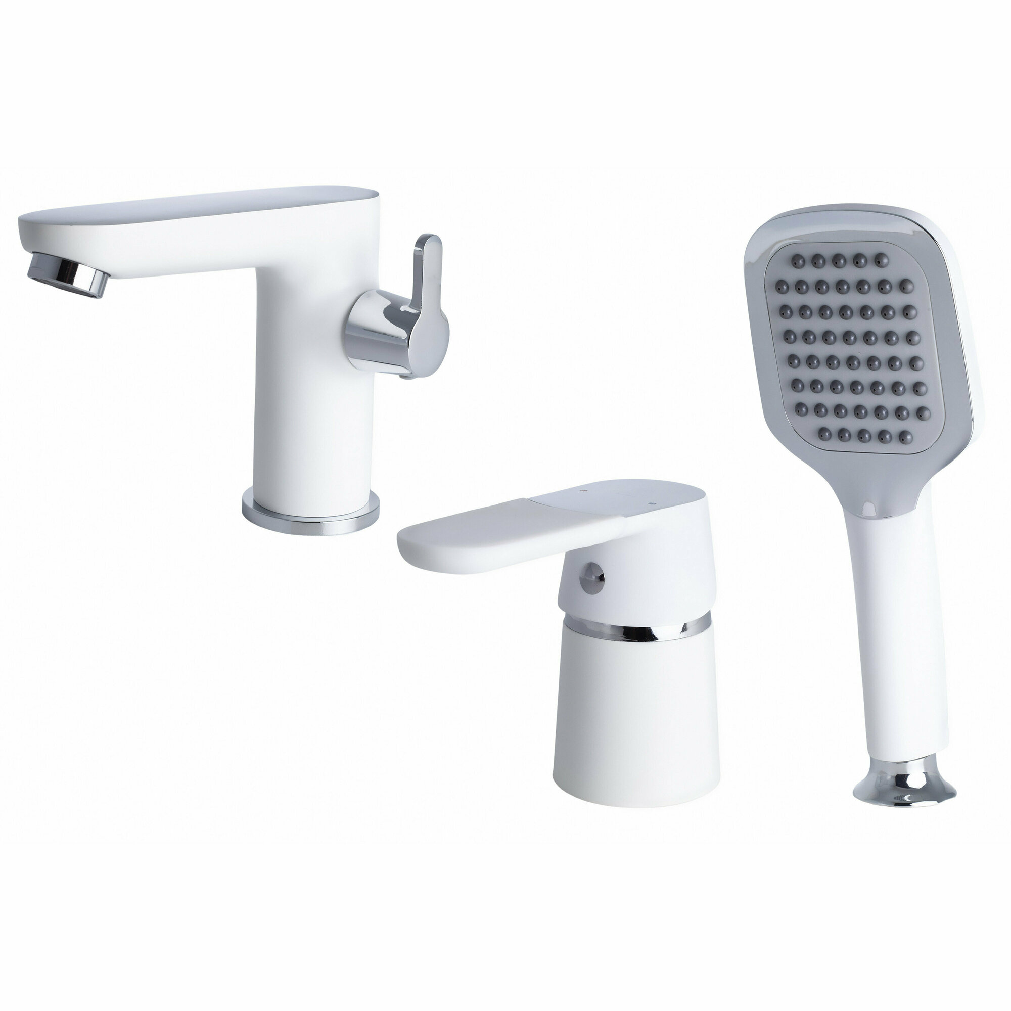 Bach / Смеситель на борт ванны белый латунь / Код 12186