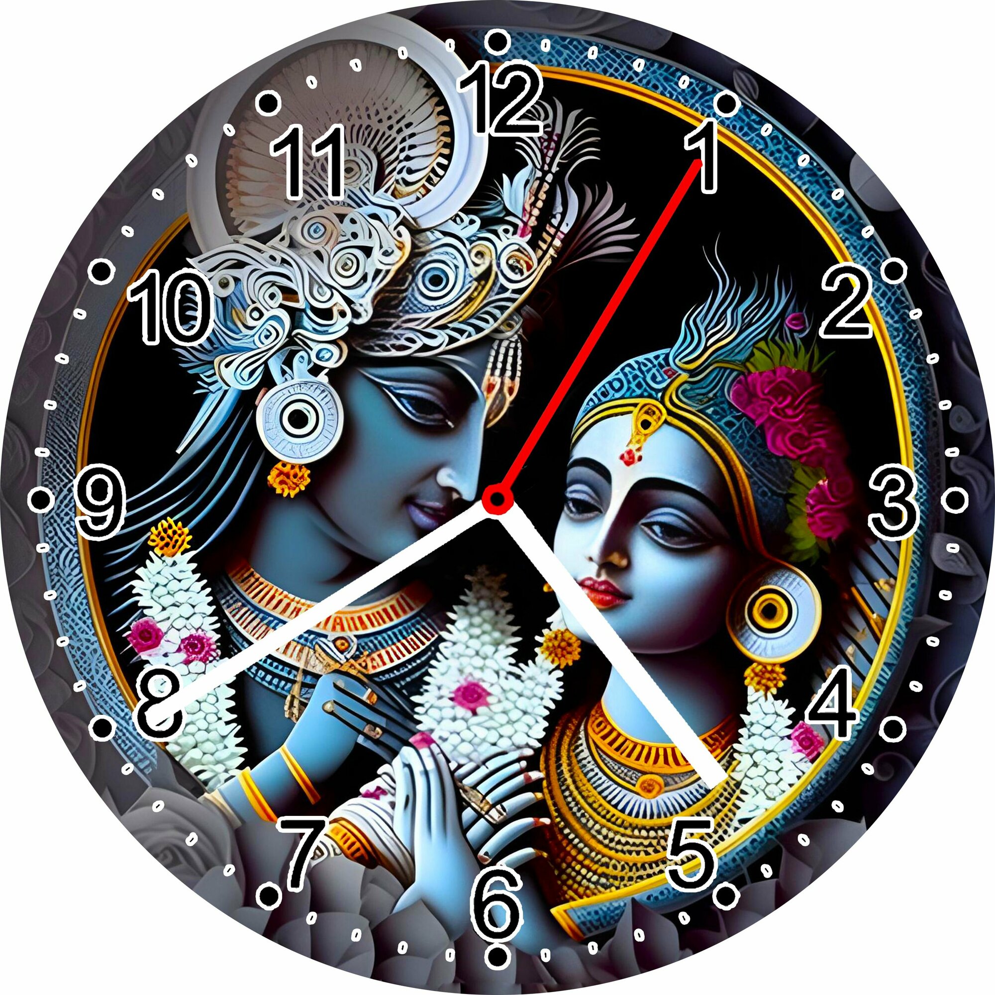 Харе Кришна, Часы настенные и настольные с подставкой в комплекте, из прессованной древесины (МДФ) - 4 мм, "любимый кришна И радха", Символ вечной любви /оберег дома И семьи/Бесшумные, авторская, ручная работа, ограниченной серии/А/