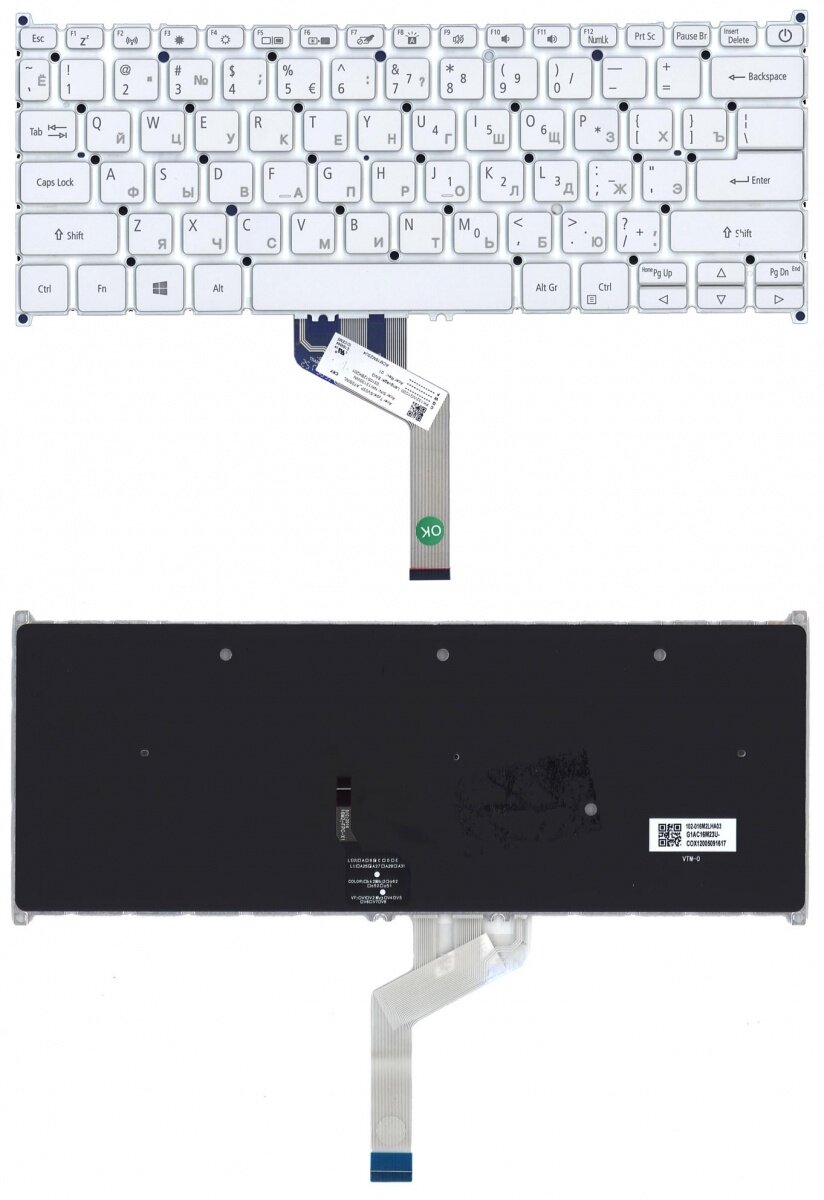 Клавиатура для Acer Swift 5 SF514-52T серебристая с подсветкой
