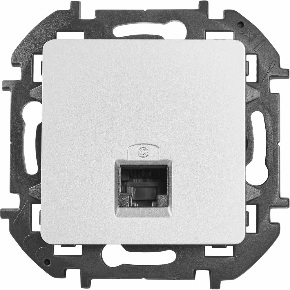 Розетка встраиваемая Lexman Lilian RJ45 UTP cat 5e без заземления цвет алюминий