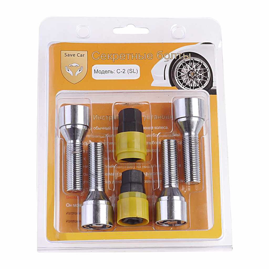 Болт колеса М14х1.5х40 секретки конус комплект 4шт. головка под ключ 17/19мм, SC-C2-SL, Save Car