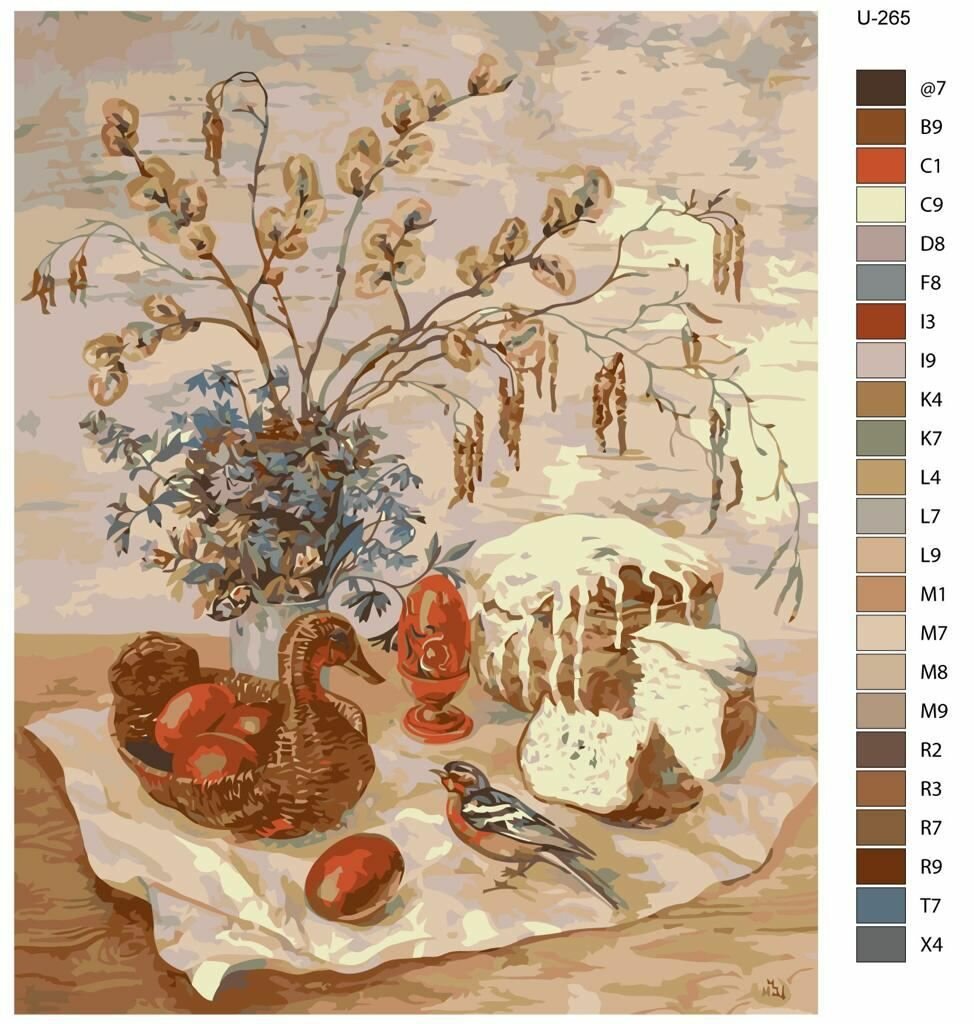 Картина по номерам U-265 "Пасха. Праздничный Пасхальный стол" 40x50 см