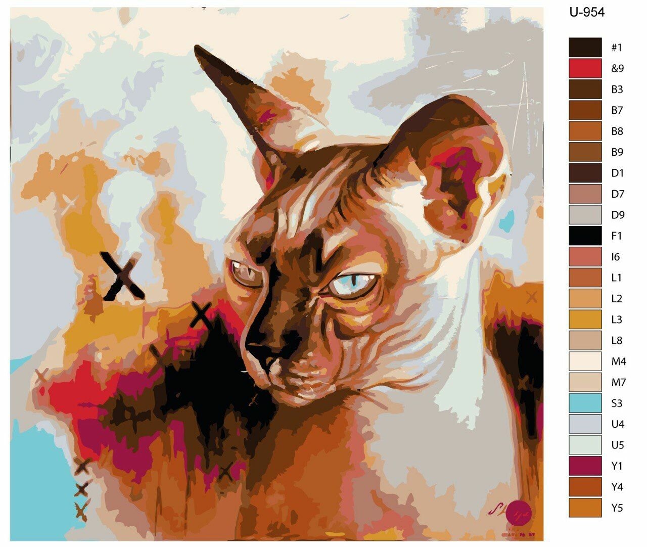 Картина по номерам U-954 "Сфинск с голубыми глазами" 70x70 см