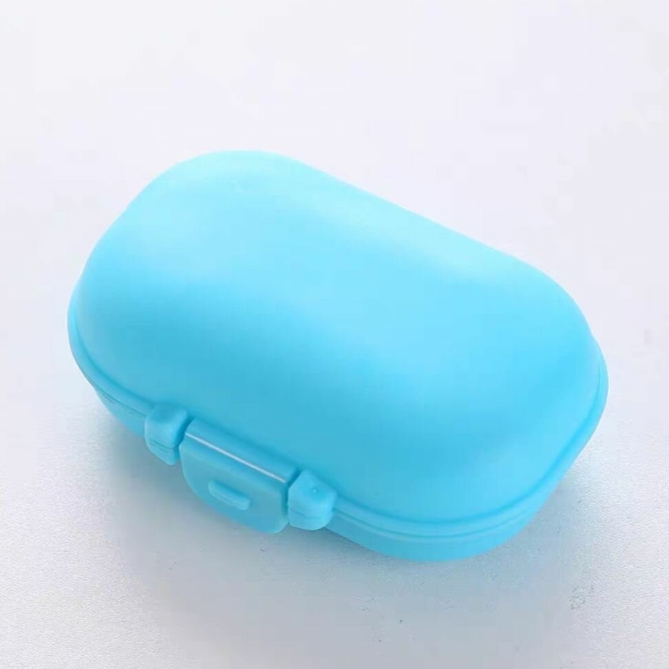 Таблетница овальная мини 4 дня, голубая