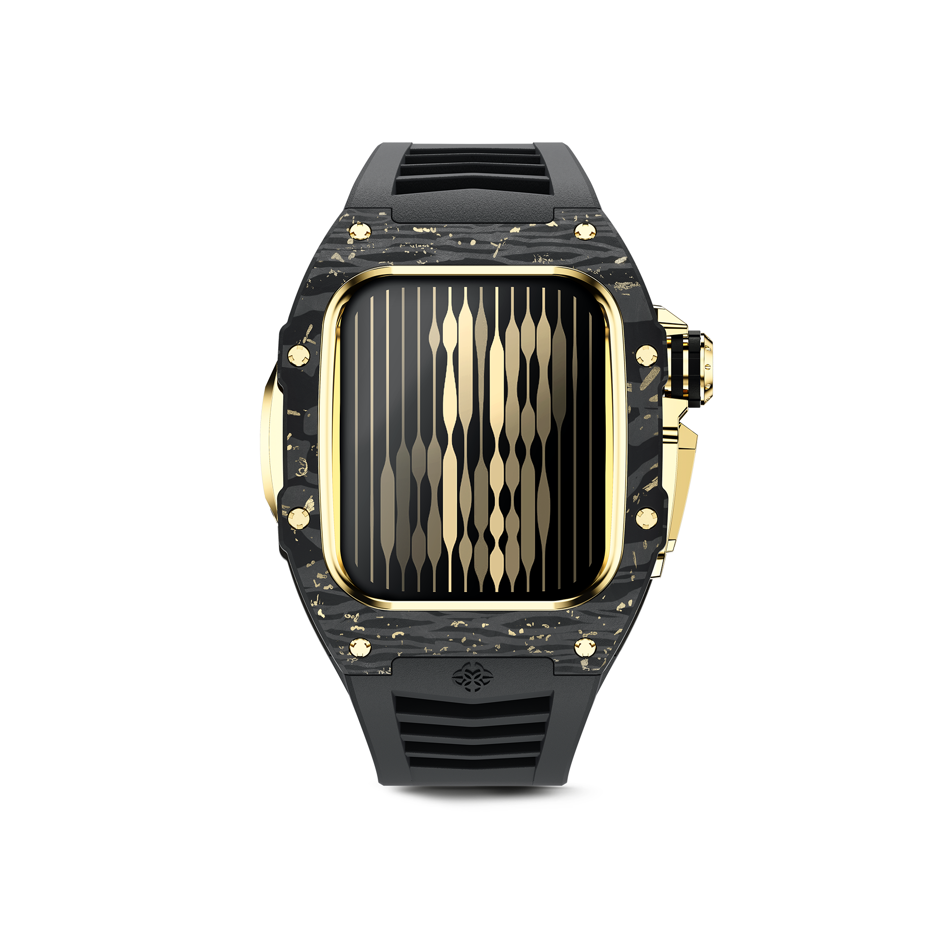 Корпус для часов Golden Concept для Apple Watch 45 мм, карбон / титан / резина / нержавеющая сталь, черный / золотистый