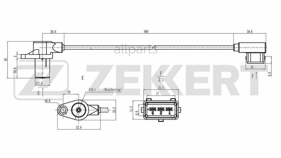 ZEKKERT SE-4073 Датчик положения коленвала BMW 3 (E36) 90- 5 (E34) 90-