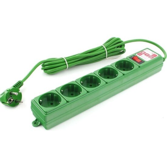Сетевой фильтр Power Cube 3 м 5 розеток 10А (зеленый) (SPG-MXTR-13)