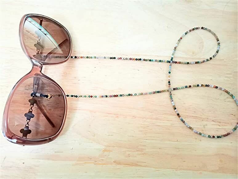 Цепочка для очков из натуральной зеленой яшмы Hrustalek