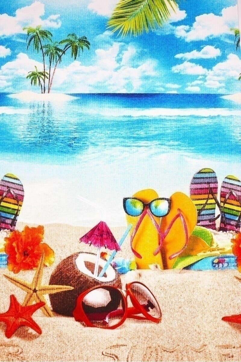 Полотенце вафельное банное пляжное На пляже 80*150 см