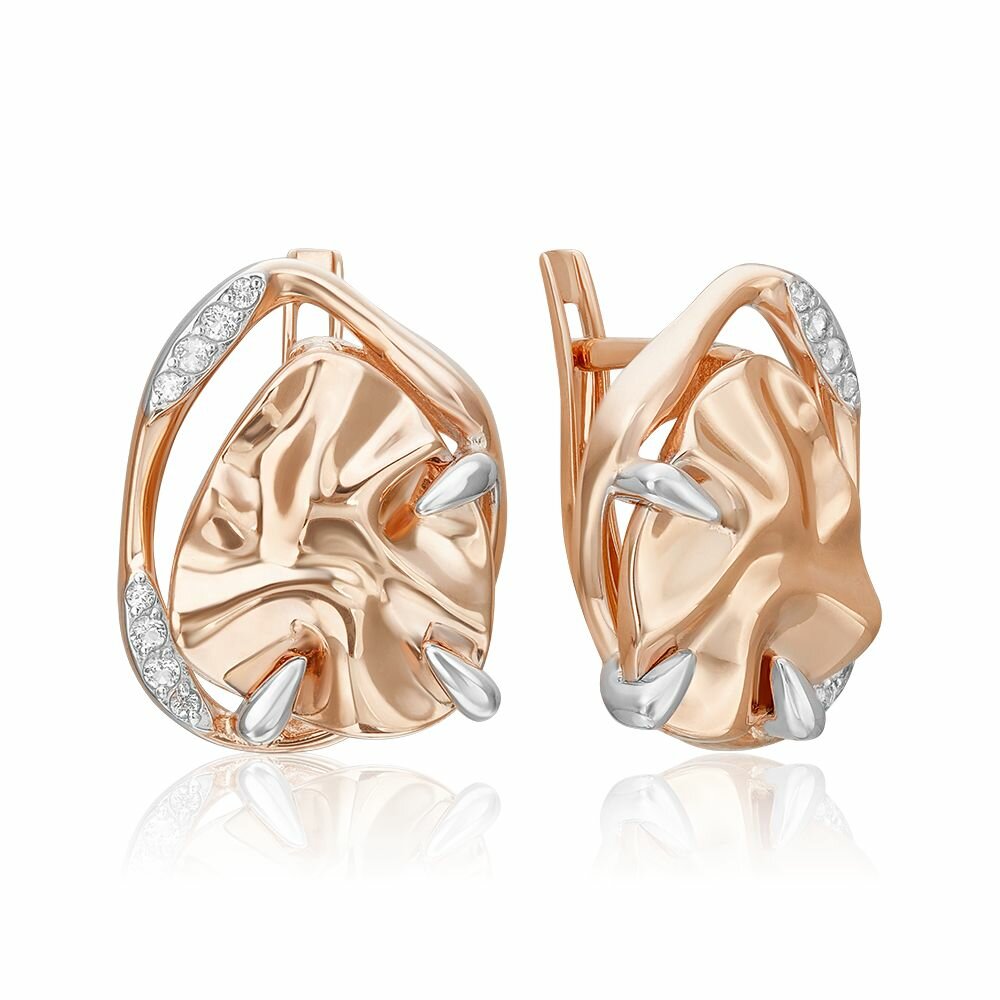 Серьги, красное золото, 585 проба, топаз