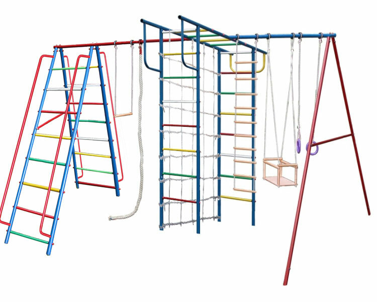 Дачный спортивный комплекс "Вертикаль А1+П Макси", с поручнями и канатной сеткой для лазанья