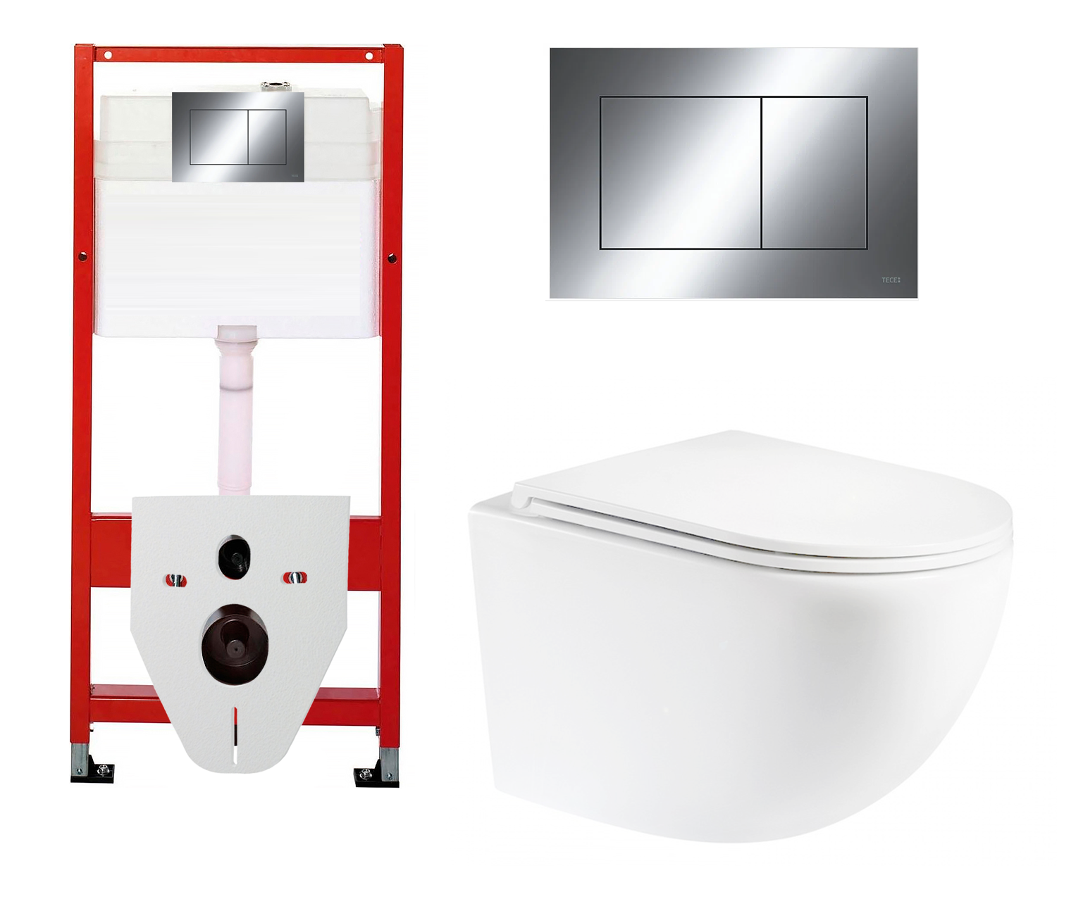 Комплект 3 в 1 инсталляция Tece Now 9400412 + Подвесной унитаз Enio Unico Tornado с кнопкой хром