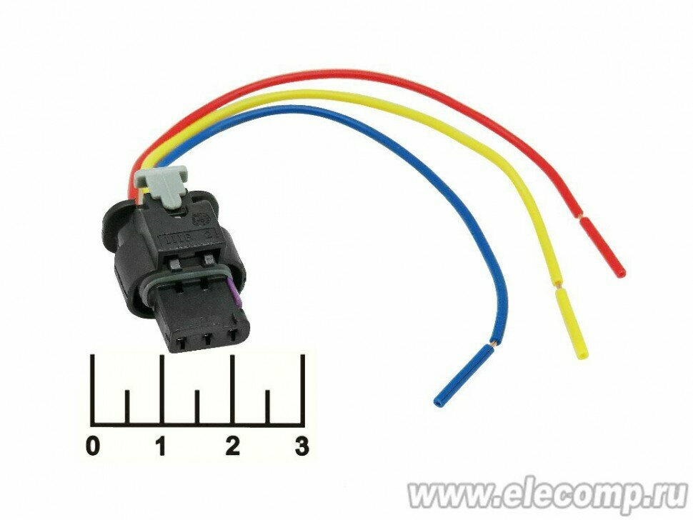 Разъем 3pin гнездо 1.2мм влагозащищенный 1-1718644-1/4F0973703 (2208316-1) на проводе 15см