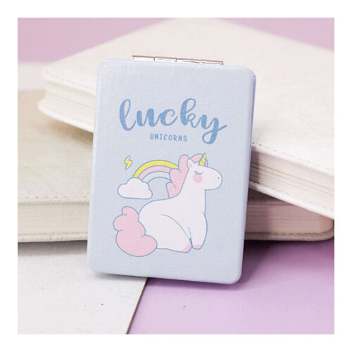 Unicorn lucky зеркало голубое 8.6×6.2×1 см ZT185-0014-01-PG37 компактное зеркало для макияжа