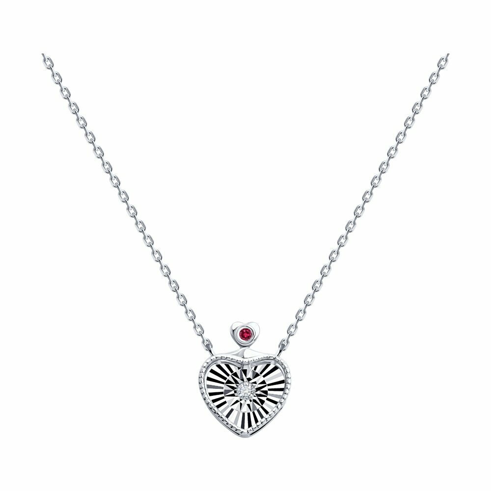 Колье, белое золото, 585 проба, бриллиант, рубин