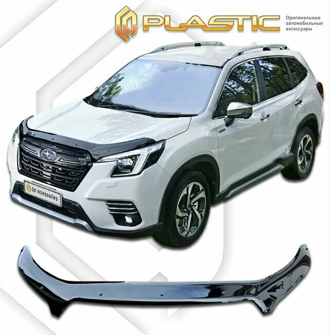 Дефлектор капота Subaru Forester V рестайлинг 11.2021-12.2022 Черный глянцевый СА Пластик