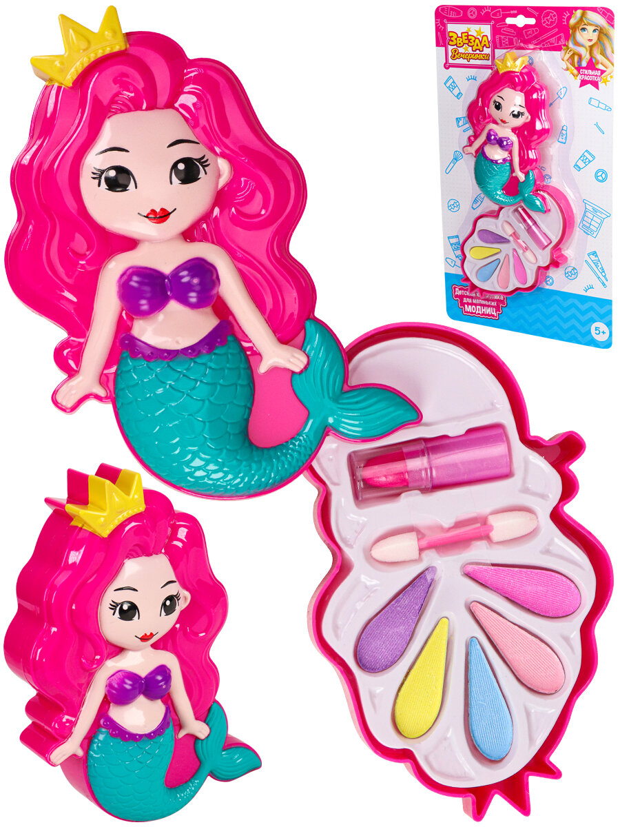 Набор дет. косм. 'Маленькая русалочка'(сух. тени, пом, апплик), планшет