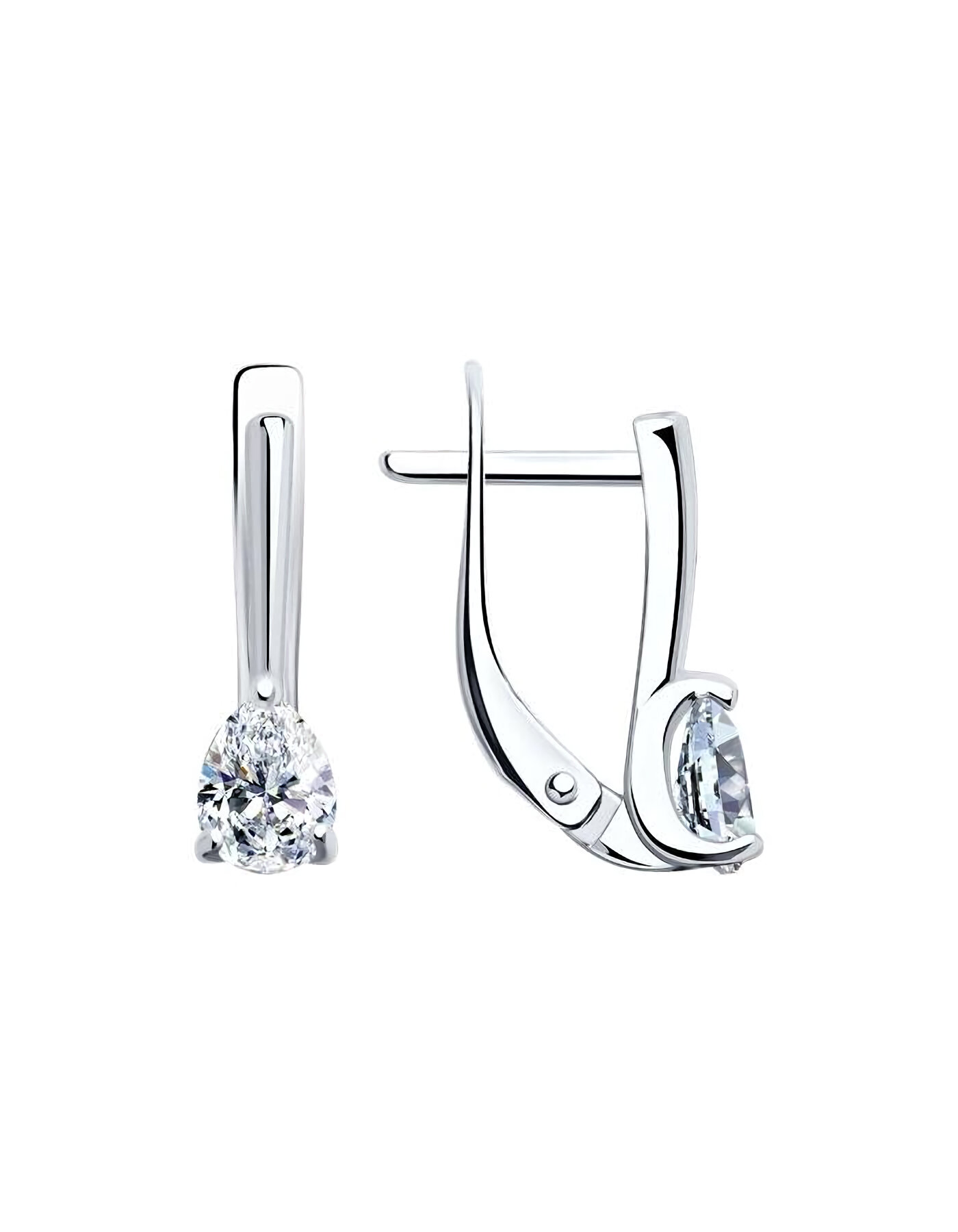 Серьги, серебро, 925 проба, родирование, кристаллы Swarovski