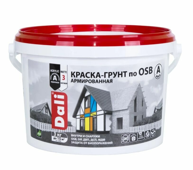 Краска-грунт по OSB Dali 3 кг цвет белый База А