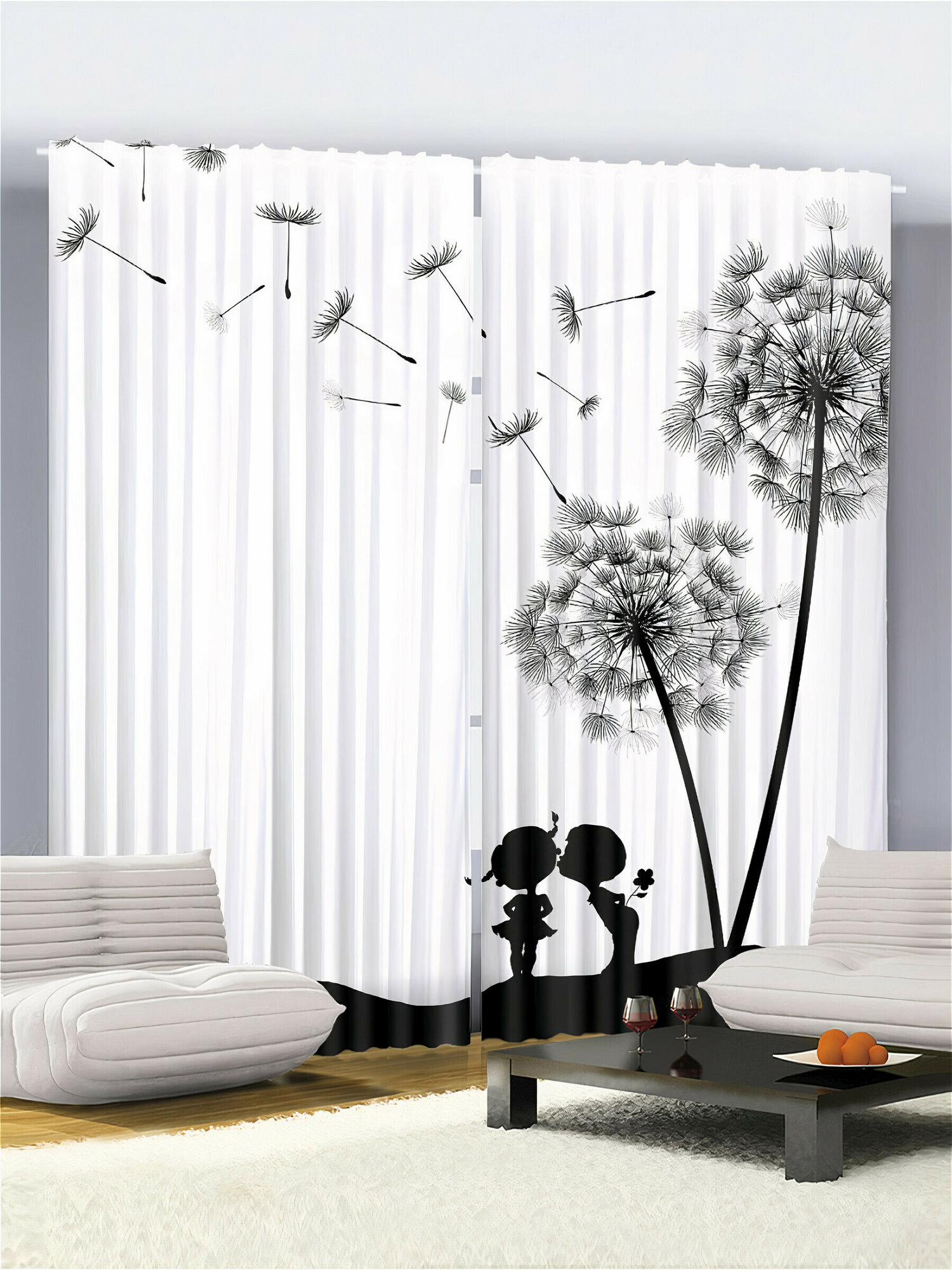 Фотошторы из ткани габардин 150-260 см 2 шт. /3D шторы / В детскую / Для гостиной, спальни и кухни