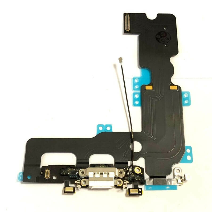 Нижний шлейф для iPhone 7 Plus Белый с разъемом зарядки и микрофонами