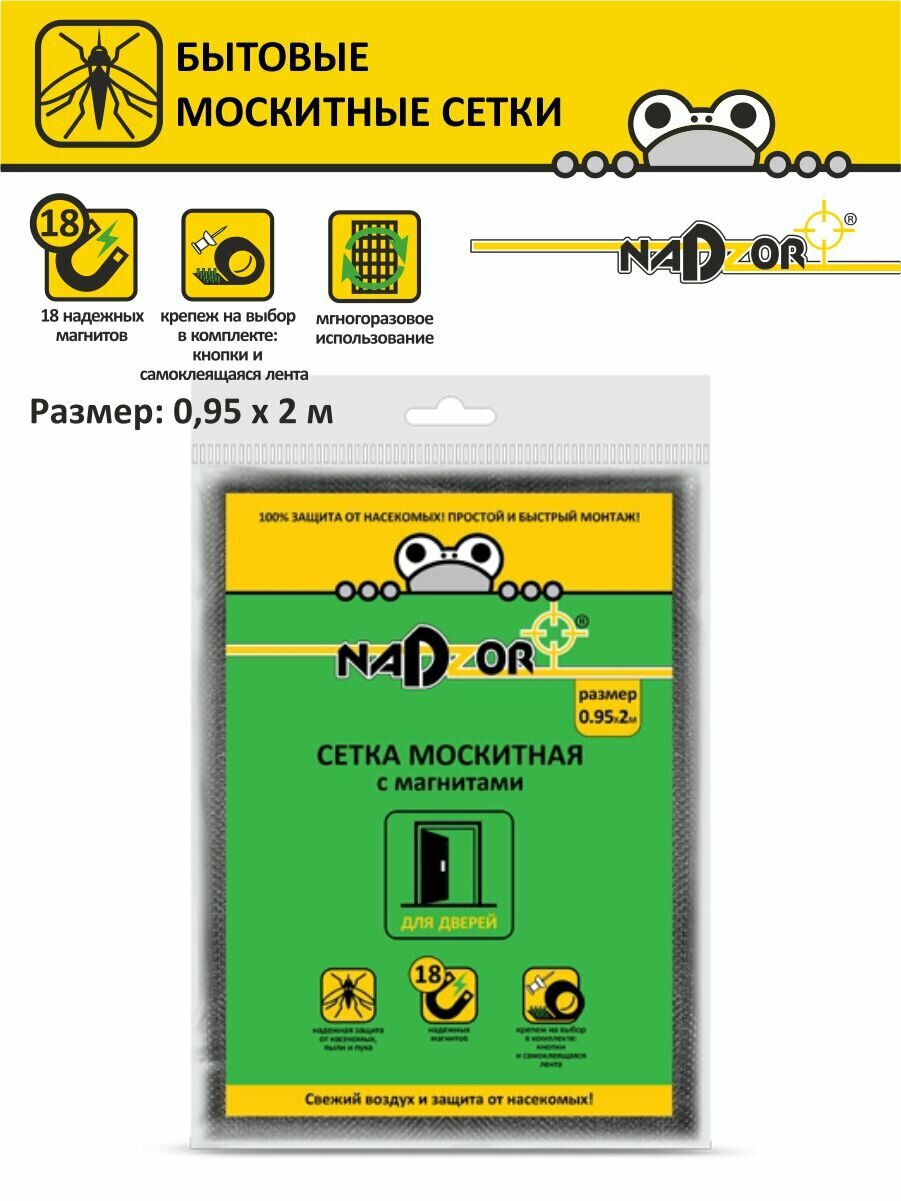 Сетка москитная на дверь с магнитами узор бабочки в пакете Nadzor 0,95х2 м