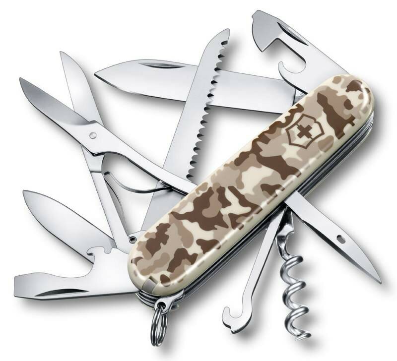 Нож перочинный Victorinox Huntsman (1.3713.941) 91мм 15функц. камуфляж пустыни карт. коробка