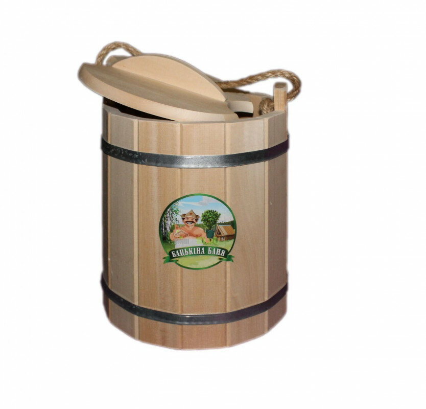 Запарник для бани 15л с крышкой (липа) Бацькина баня 30015