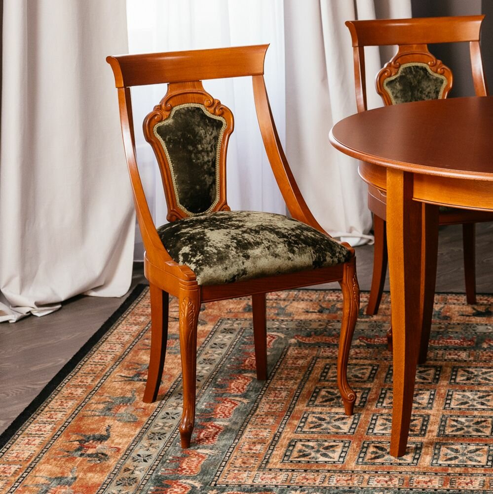 Стул-кресло деревянный патриция, массив бука, испанский орех , без патины , зеленый