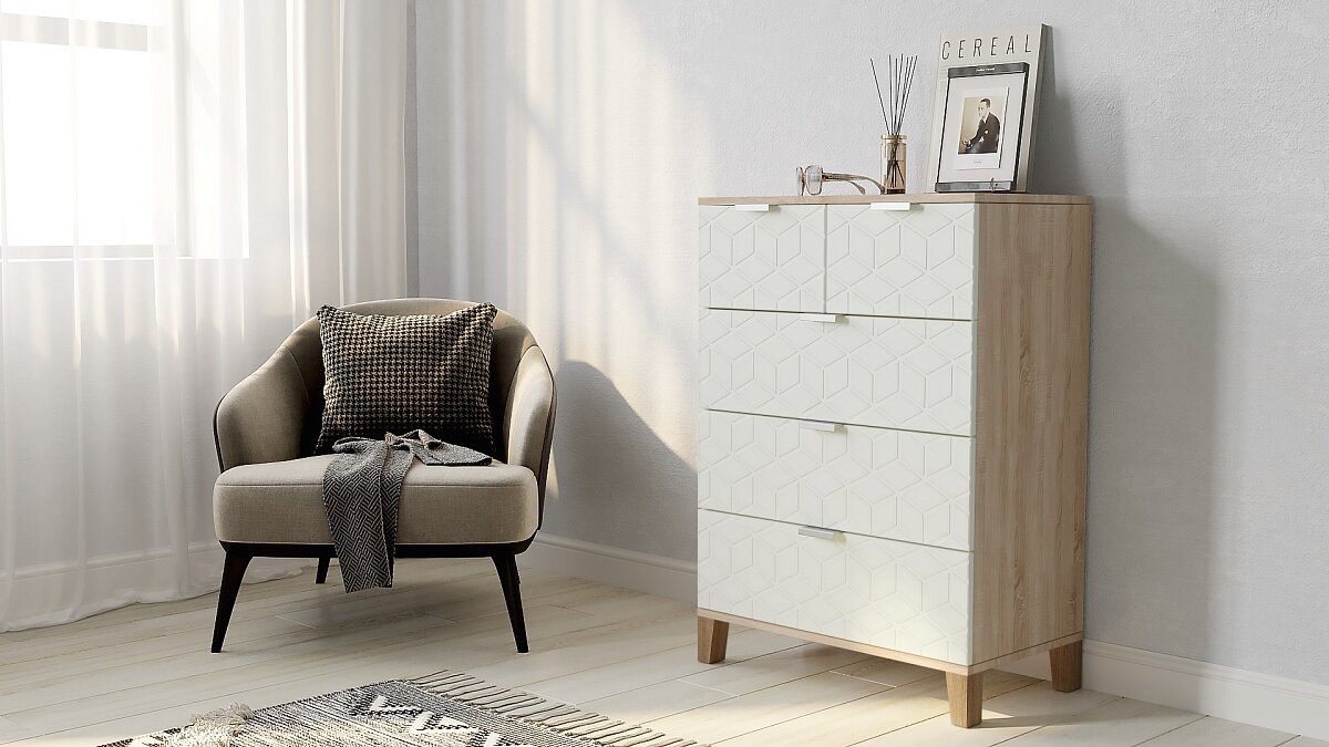 Комод МебельЛэнд24 Марвин Йорк - 21 Милк 70x40x100 с 5 ящиками