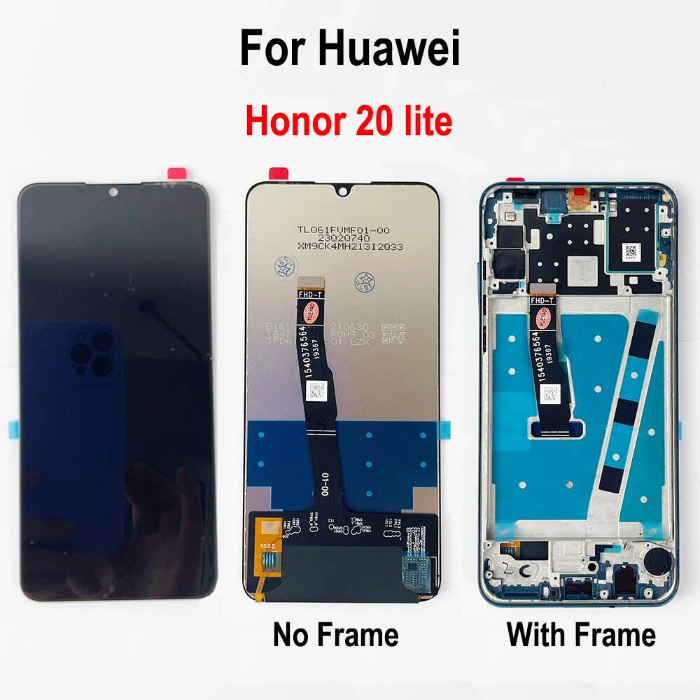 ЖК-дисплей для Huawei Honor 20 lite, дисплей для телефона, сенсорный экран для 6.21 WithFrame Black