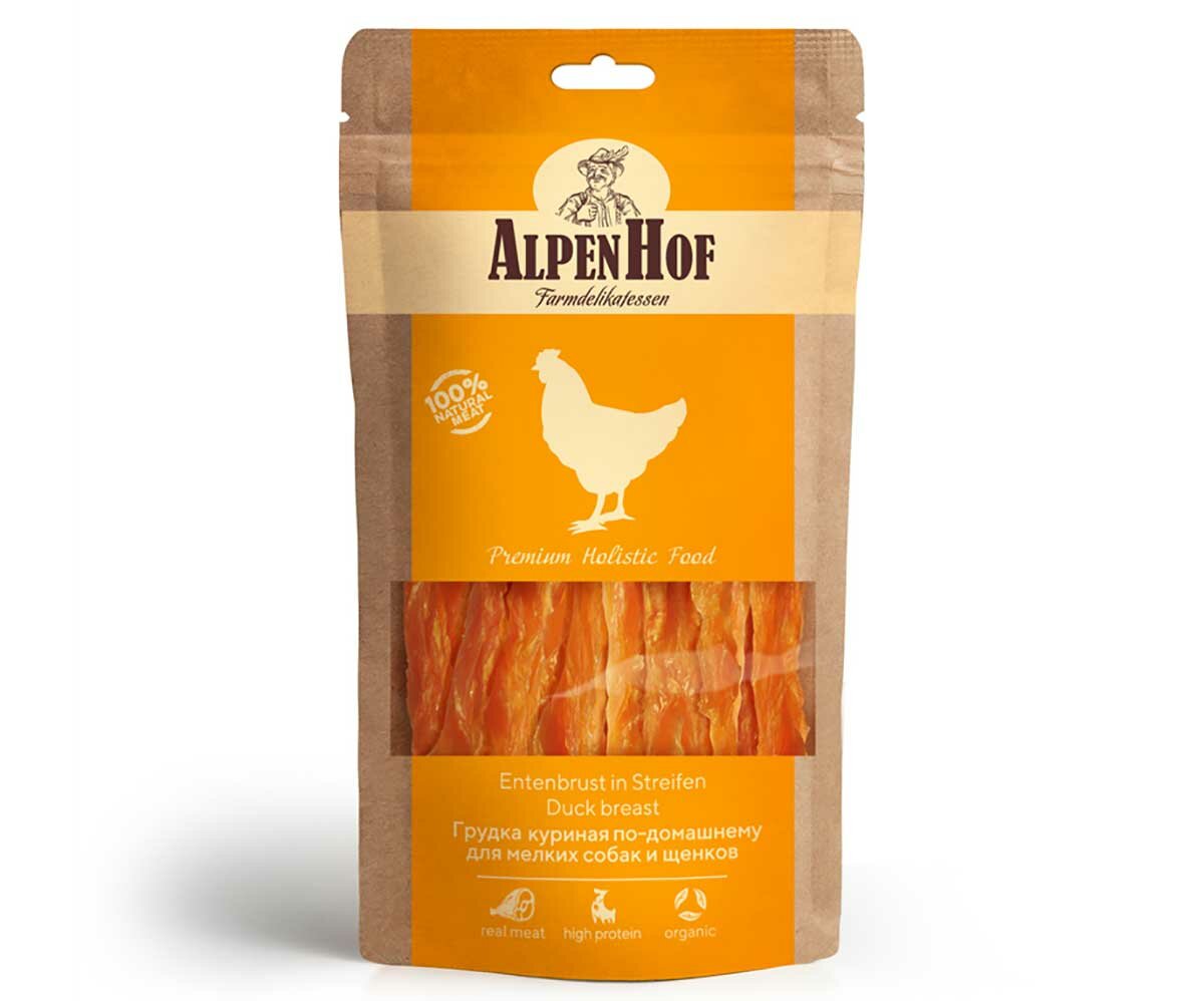 Лакомство для собак мелких пород и щенков Alpenhof грудка куриная по-домашнему 50г a505