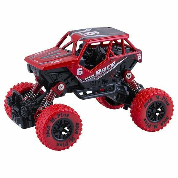 Wincars Машинка Монстр Бум! Внедорожник с большими колесами, инерционный, металлический, 14 см, красный.