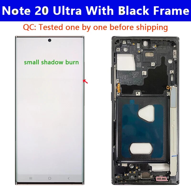 AMOLED Burn Shadow Note 20 Ultra ЖК-дисплей с рамкой для Samsung Galaxy Note 20 burn Black Frame