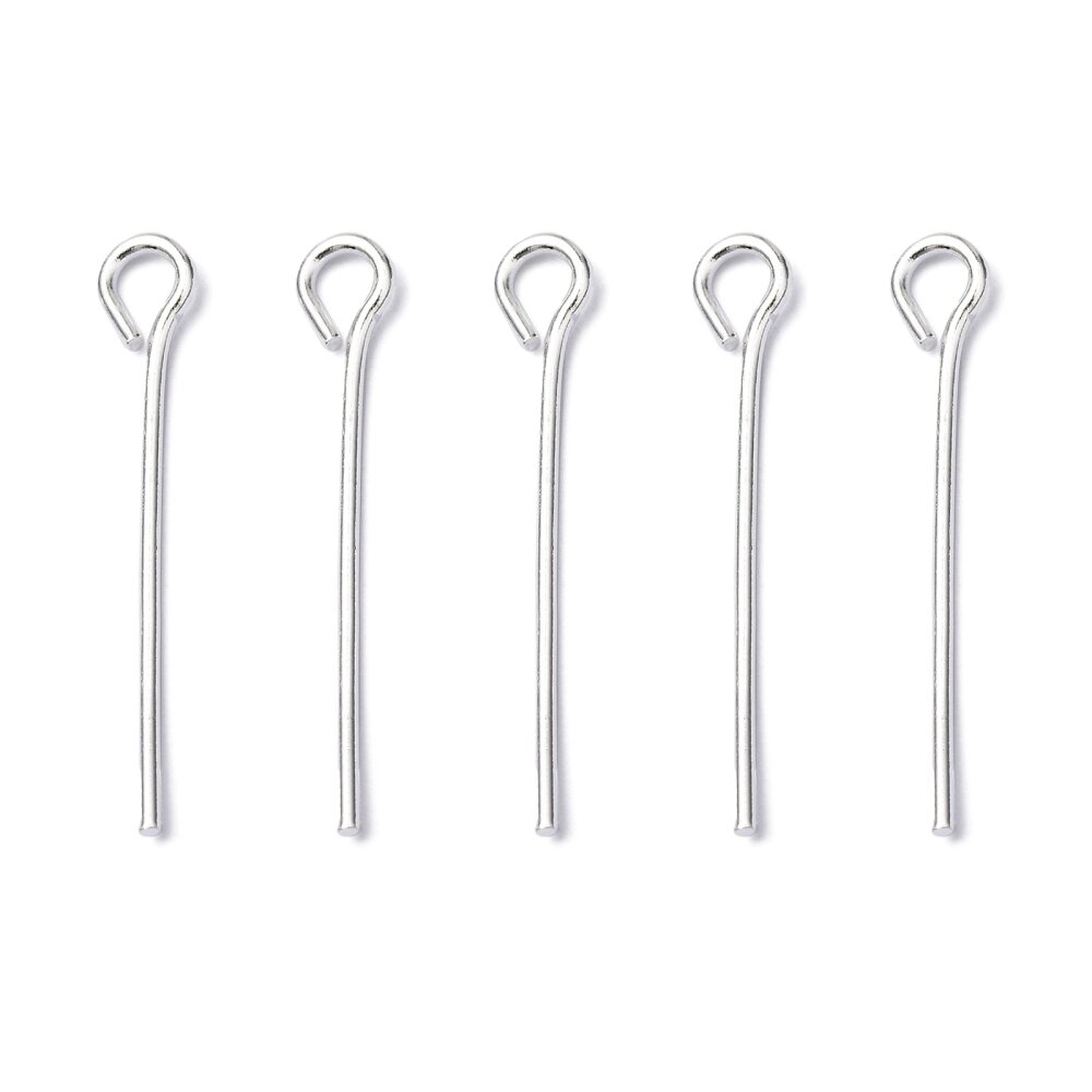 Пины с ушком, 20х0.723мм, базовый материал - железо, серебристые, 10 грамм